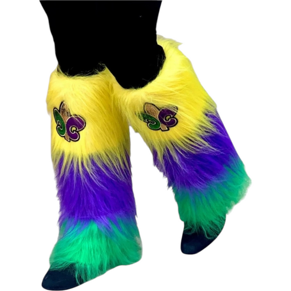 Mardi Gras furry leg warmers w/fleur de lis – Fleur de Kim